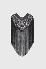 Shop 1920s Shawls - Long Fringed Beaded Shawl | BABEYOND