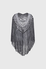 Shop 1920s Shawls - Long Fringed Beaded Shawl | BABEYOND