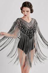 Shop 1920s Shawls - Long Fringed Beaded Shawl | BABEYOND