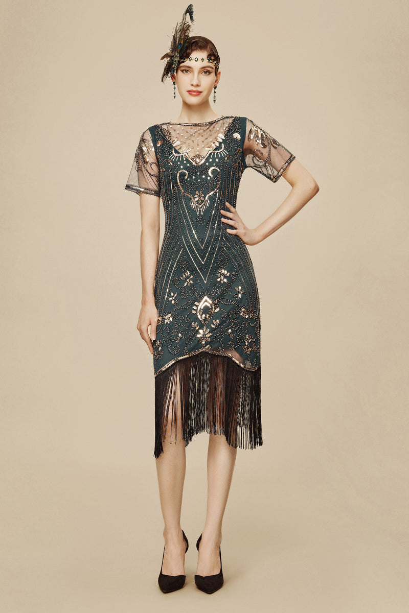 Shop 1920s Dresses - Retro Paisley Fringe Flapper Dress | BABEYOND