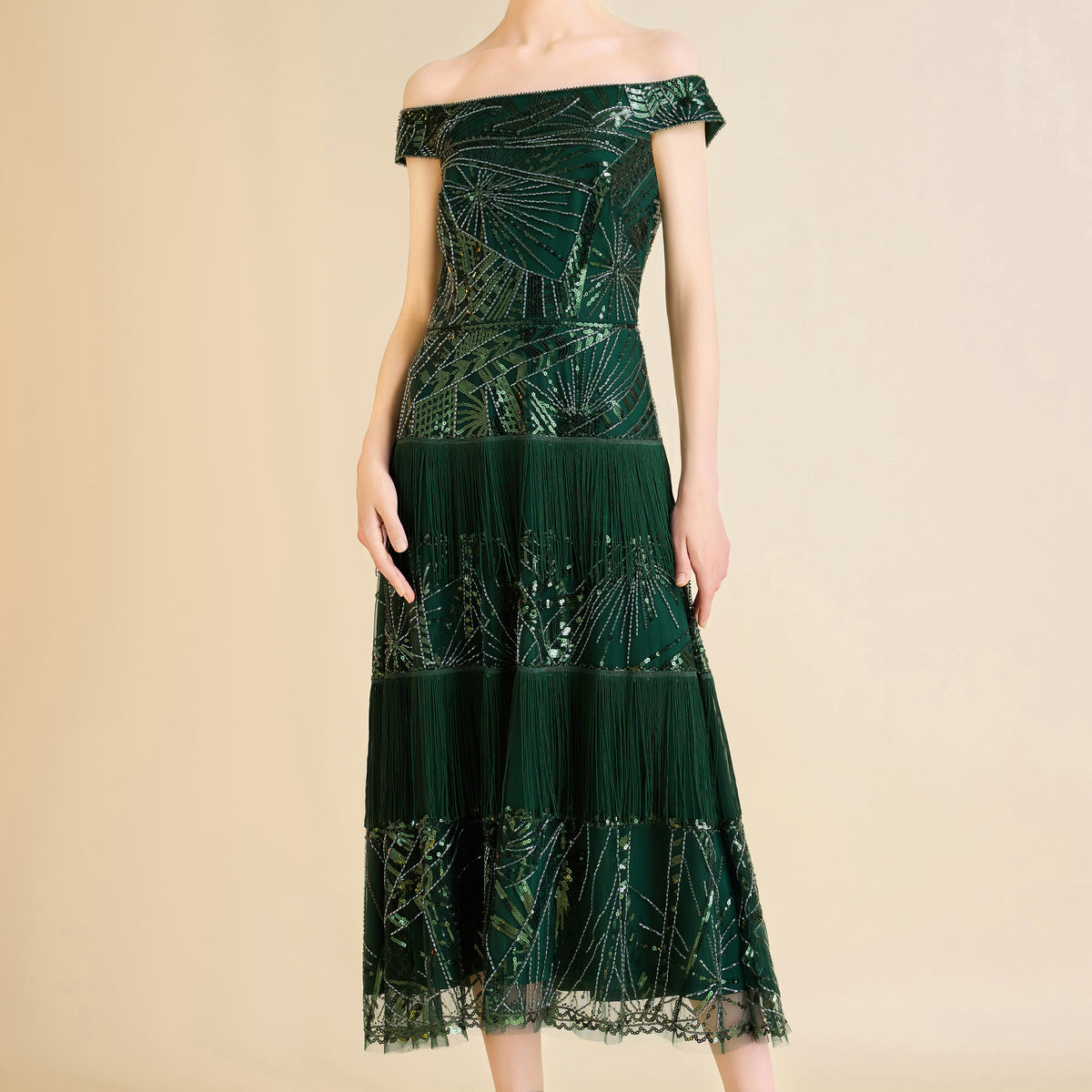 Shop Evening Gowns - Geometric Embroidery Dress | BABEYOND