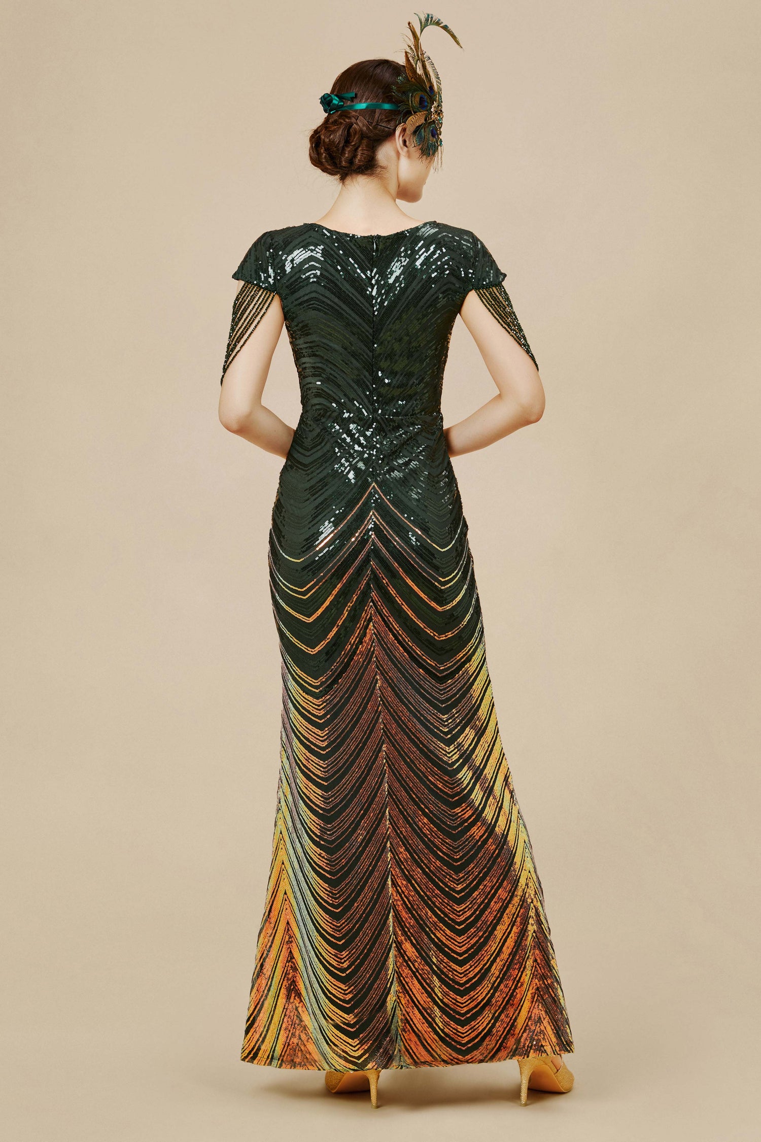 Shop 1920s Dresses - Scoop Neck Iridescent Sequin Dress | BABEYOND