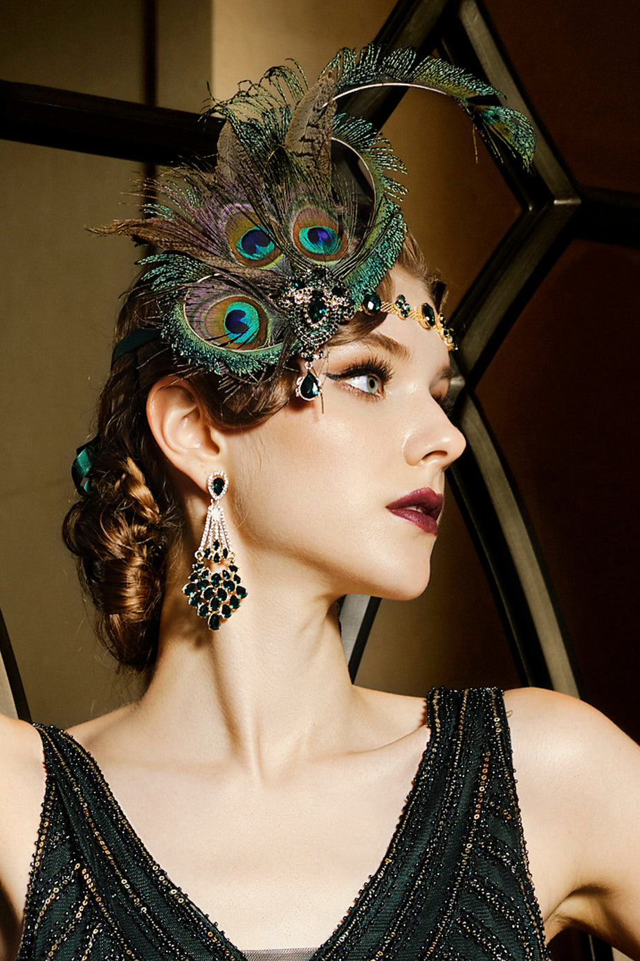 Shop 1920s Headpieces - Rhinestone Peacock Headpiece | BABEYOND