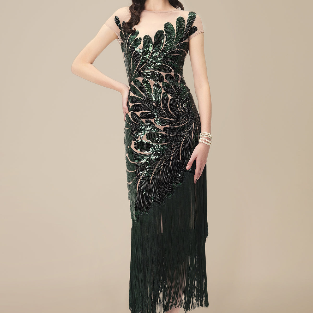 Shop Evening Gowns - Fern Sequin Fringe Dress | BABEYOND