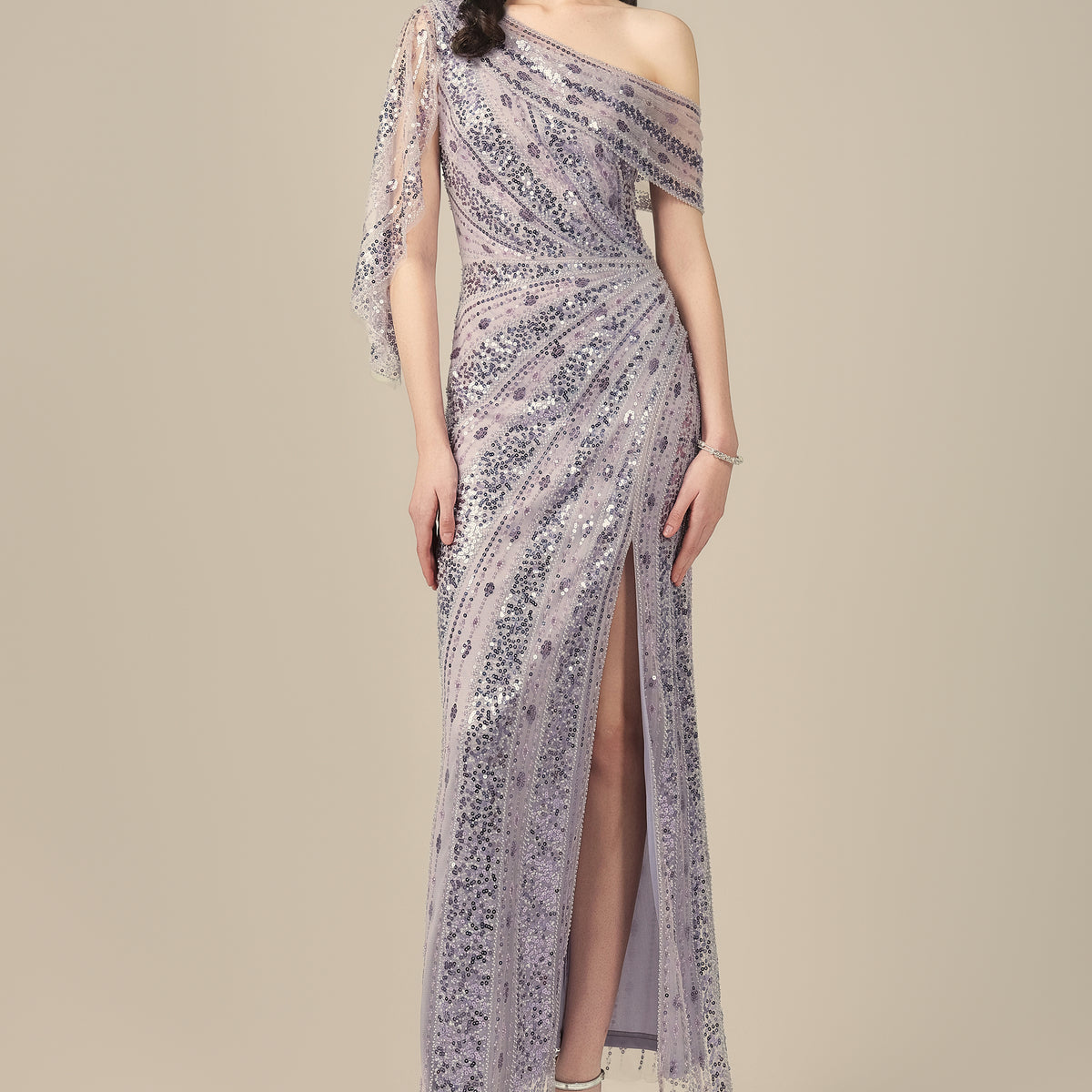 Shop Evening Gowns - Draped Off-Shoulder Dress | BABEYOND