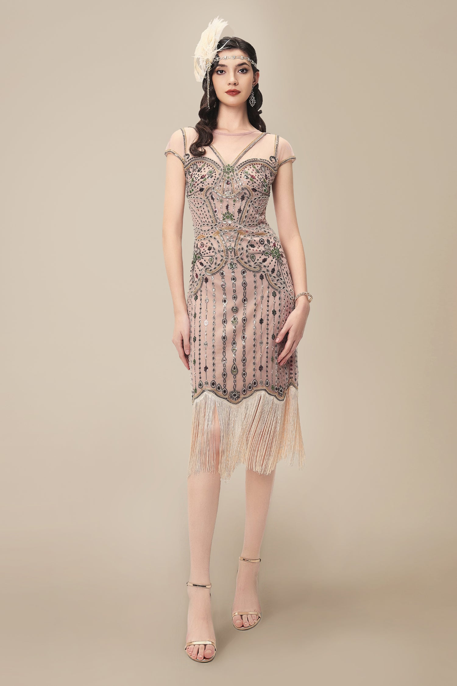 Shop 1920s Dresses - Beading Fringe Flapper Dress | BABEYOND