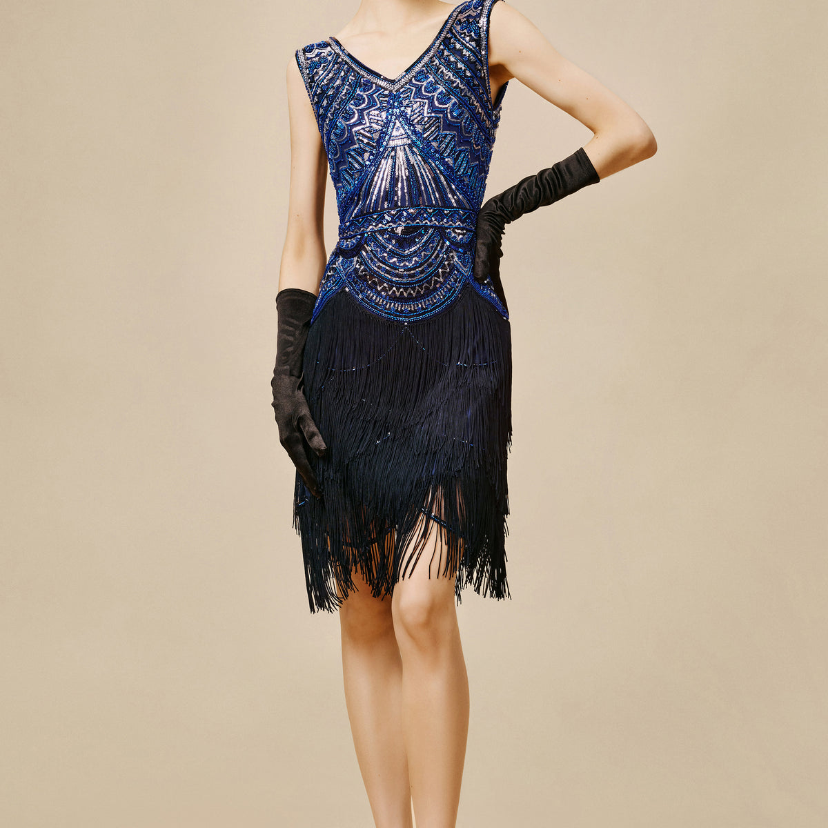 Shop 1920s Dresses - Art Deco Beaded Fringe Dress | BABEYOND