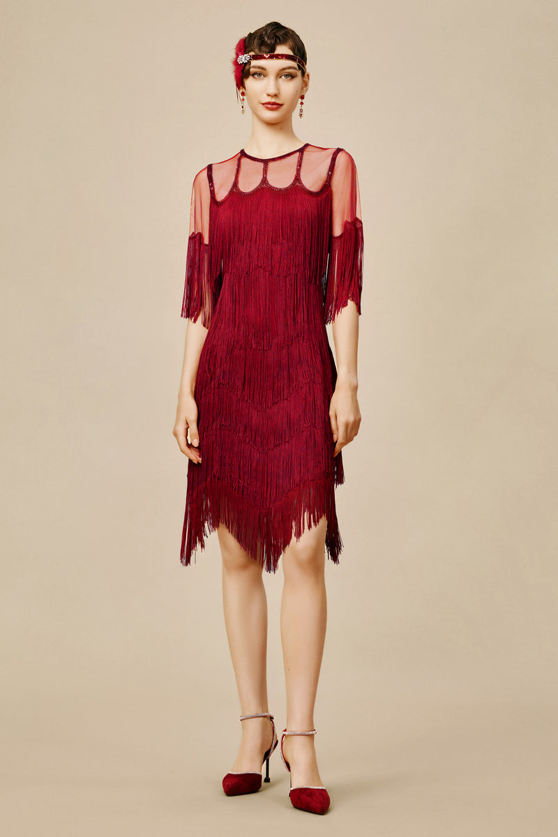 Shop 1920s Dresses - Beaded Fringe Flapper Dress | BABEYOND