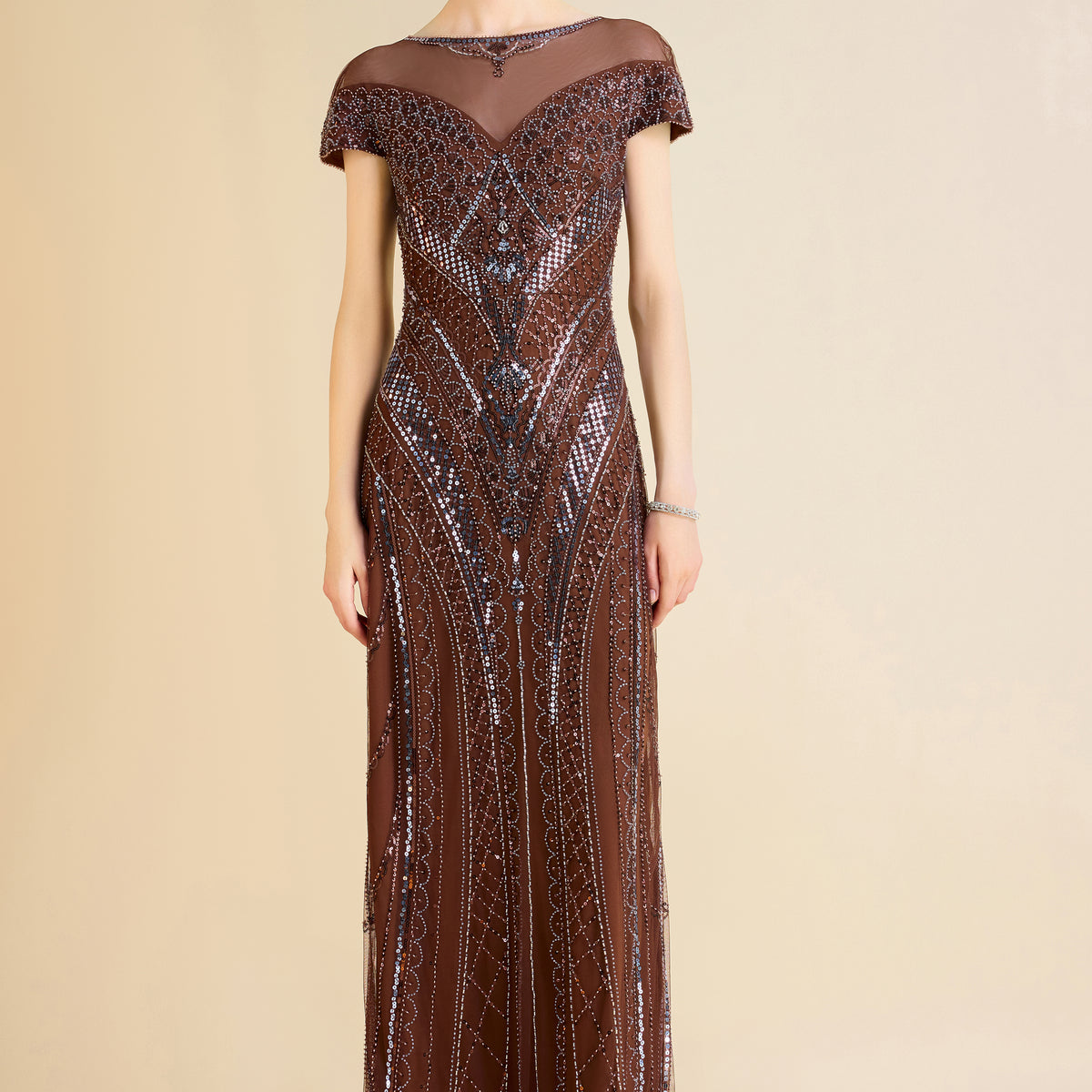 Shop Evening Gowns - Geometric Embroidery Dress | BABEYOND