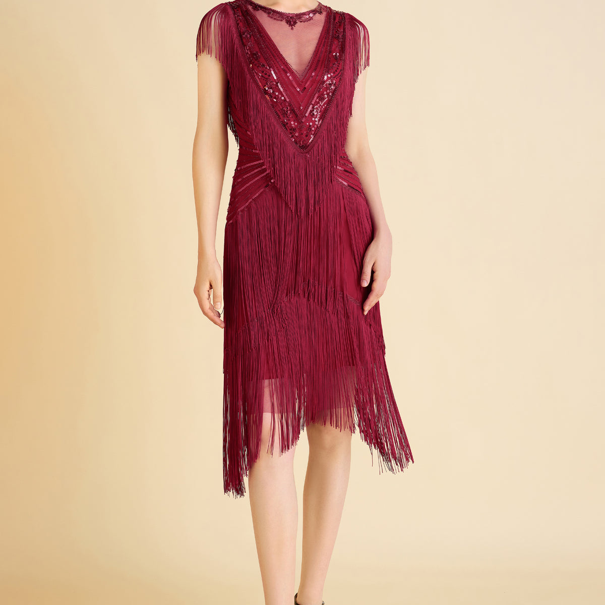 Shop 1920s Dresses - Sequin Fringe Flapper Dress | BABEYOND