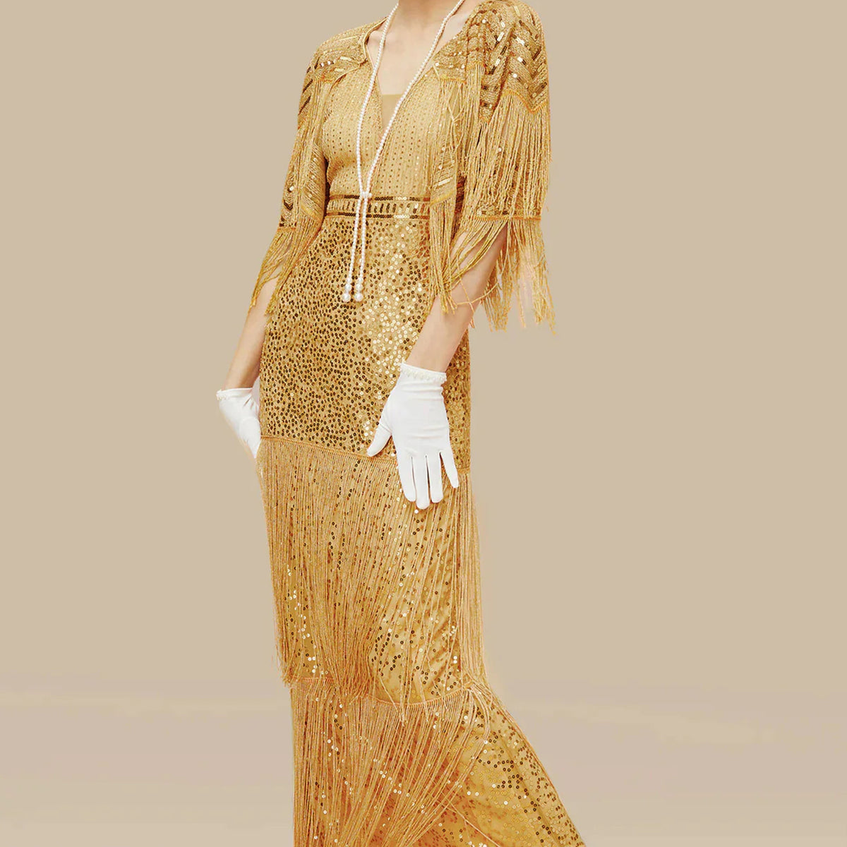 Shop 1920s Dresses - Strap V Neck Sequin Dress | BABEYOND