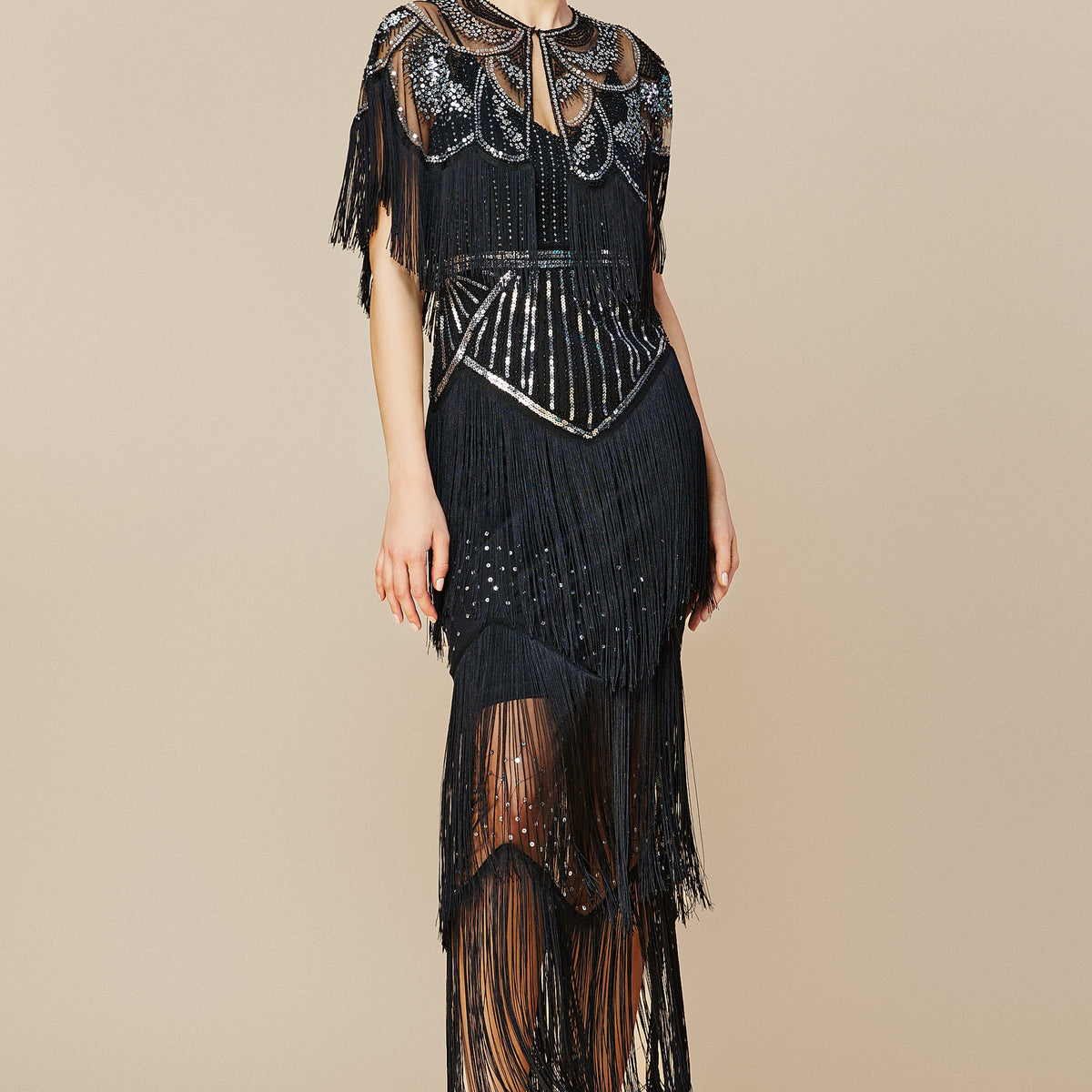 Shop 1920s Dresses - Strap V Neck Sequin Dress | BABEYOND