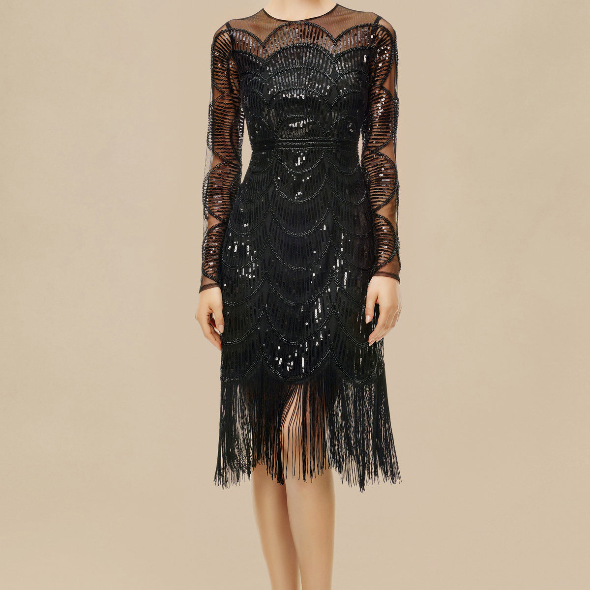 Shop 1920s Dresses - Art Deco Fringe Flapper Dress | BABEYOND