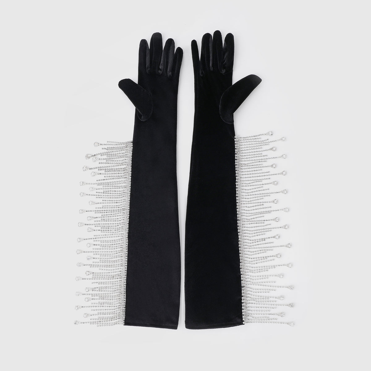 Shop 1920s Gloves - 21.6" Crystal Chain Gloves | BABEYOND